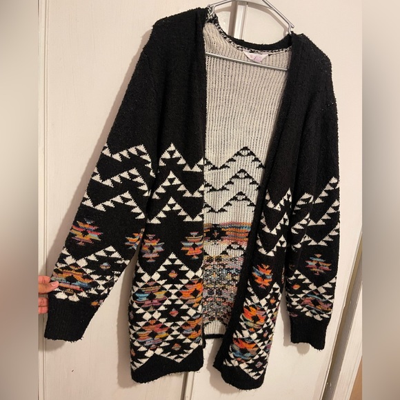 No Boundaries | Sweaters | Nobo No Boundaries Black Aztec Long Cardigan ...